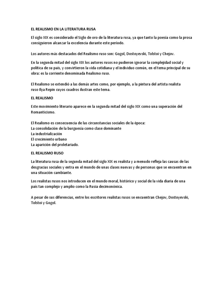 Realismo ruso en el siglo XIX | PDF | Viajes y turismo | Historia