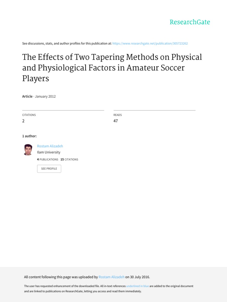 The Effects of Two Tapering Methods On Physical and Physiological ...