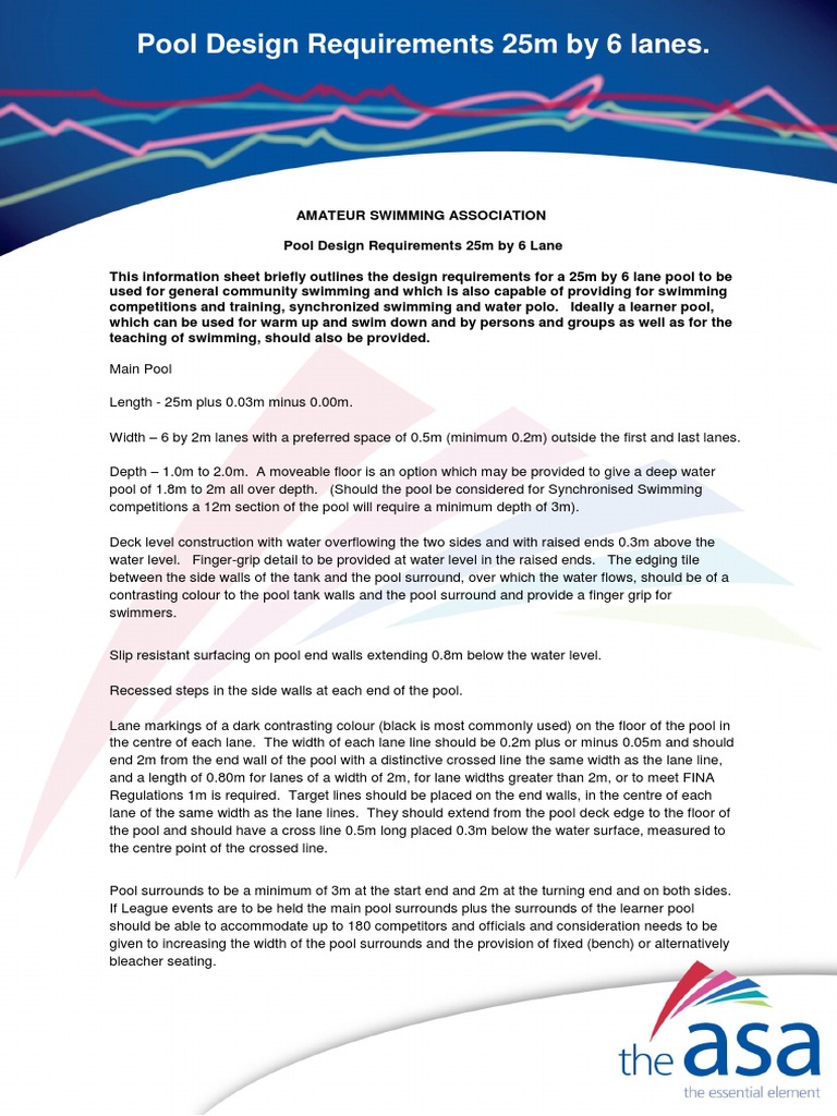 Pool Design Requirements 25m by 6 Lanes | PDF | Swimming Pool ...