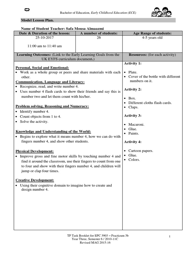 Lesson Plan Number 4 - 10c | PDF | Lesson Plan | Teachers