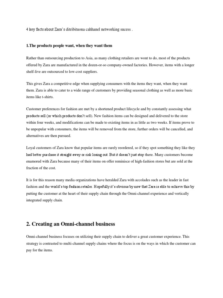 Zara's Supply Chain Success Factors | PDF | Supply Chain | Strategic ...