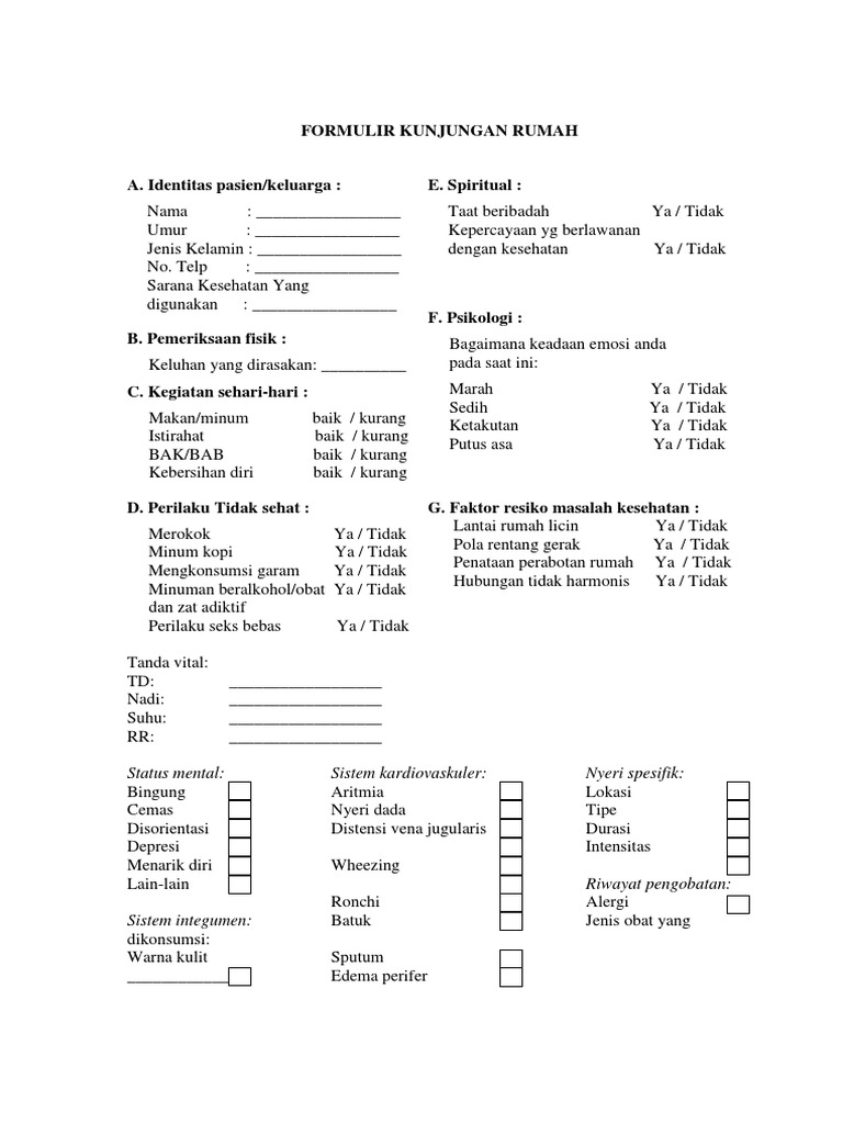 Formulir Kunjungan Rumah | PDF