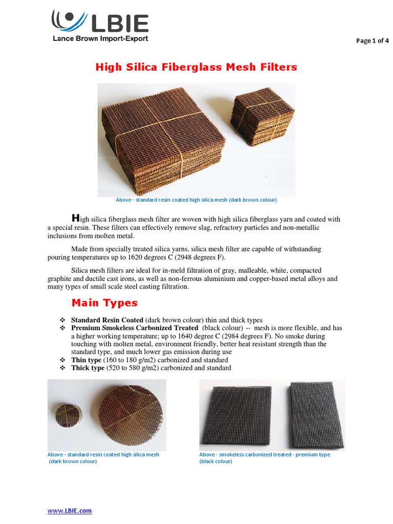 Silica Filters | Casting (Metalworking) | Fiberglass | Free 30-day ...