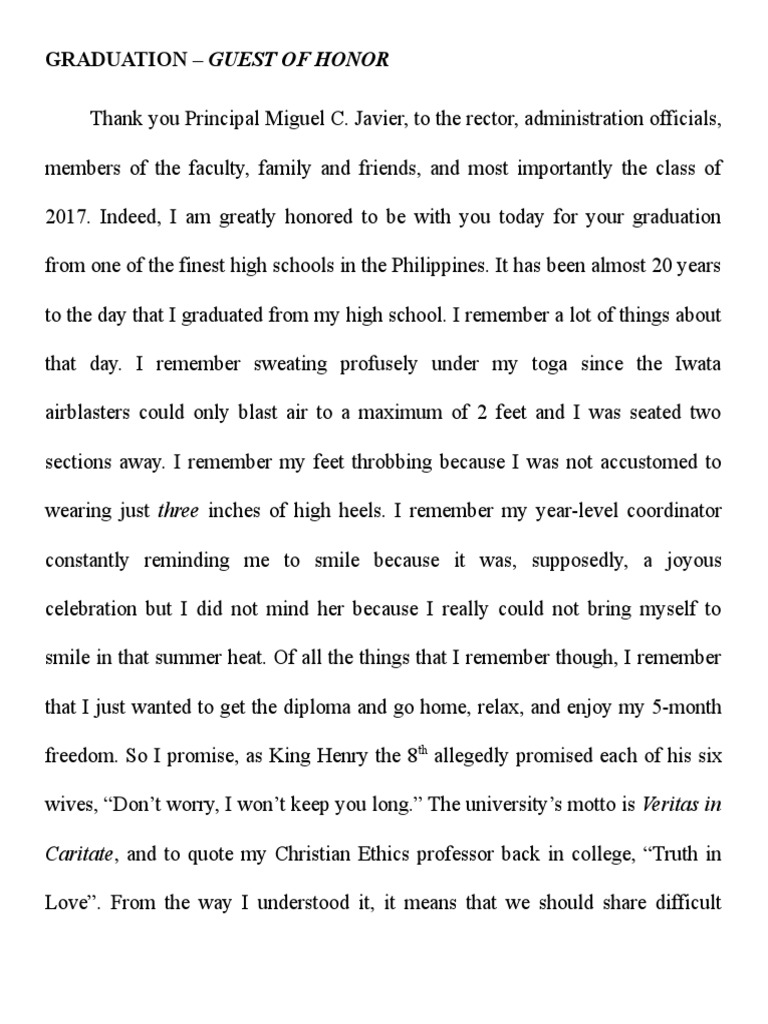 Guest of Honor Speech Final Speech | PDF