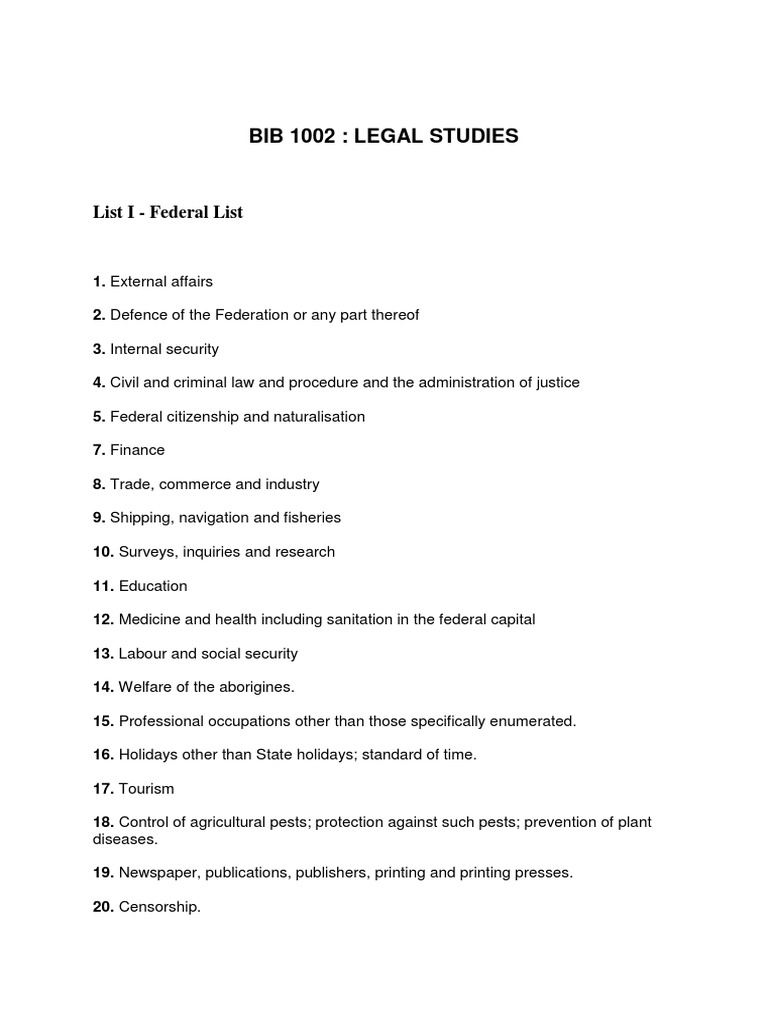 Federal, State & Concurrent List | PDF | Sharia | Malaysia