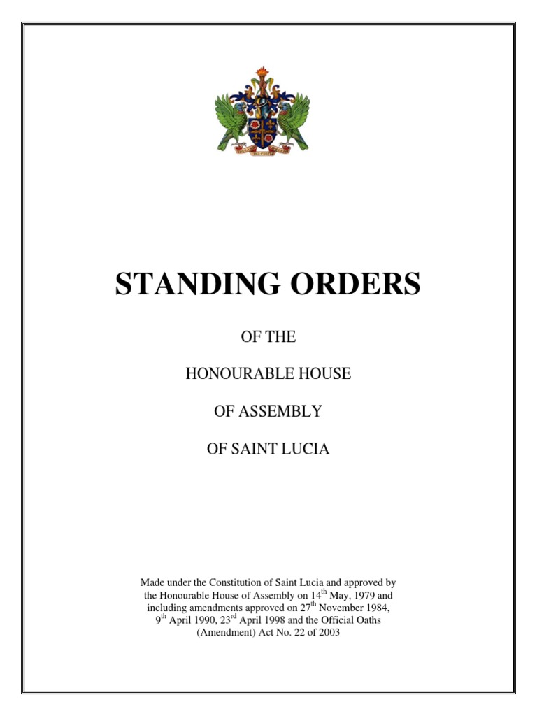 Saint Lucia House of Assembly Standing Orders PDF | PDF | Committee ...