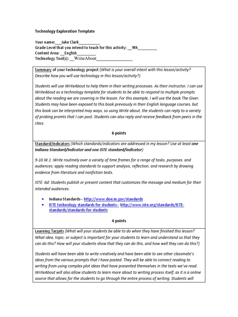 Technology Exploration Template-2-1 | PDF | Reading (Process ...