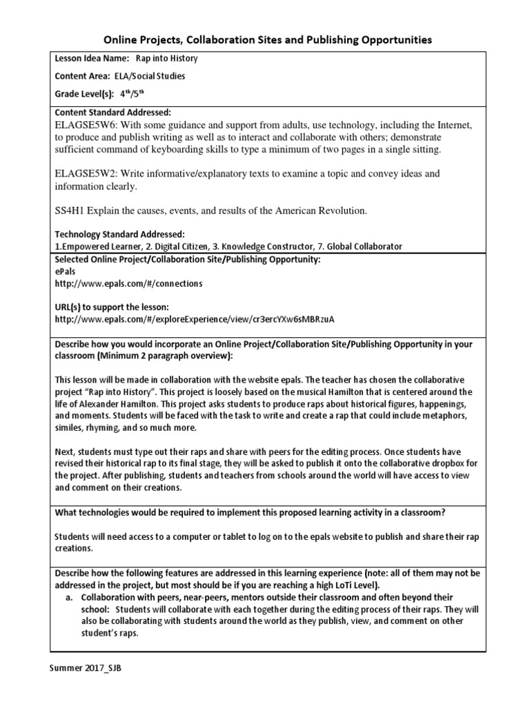 Rap into History: ELA/Social Studies Project | PDF | Communication ...