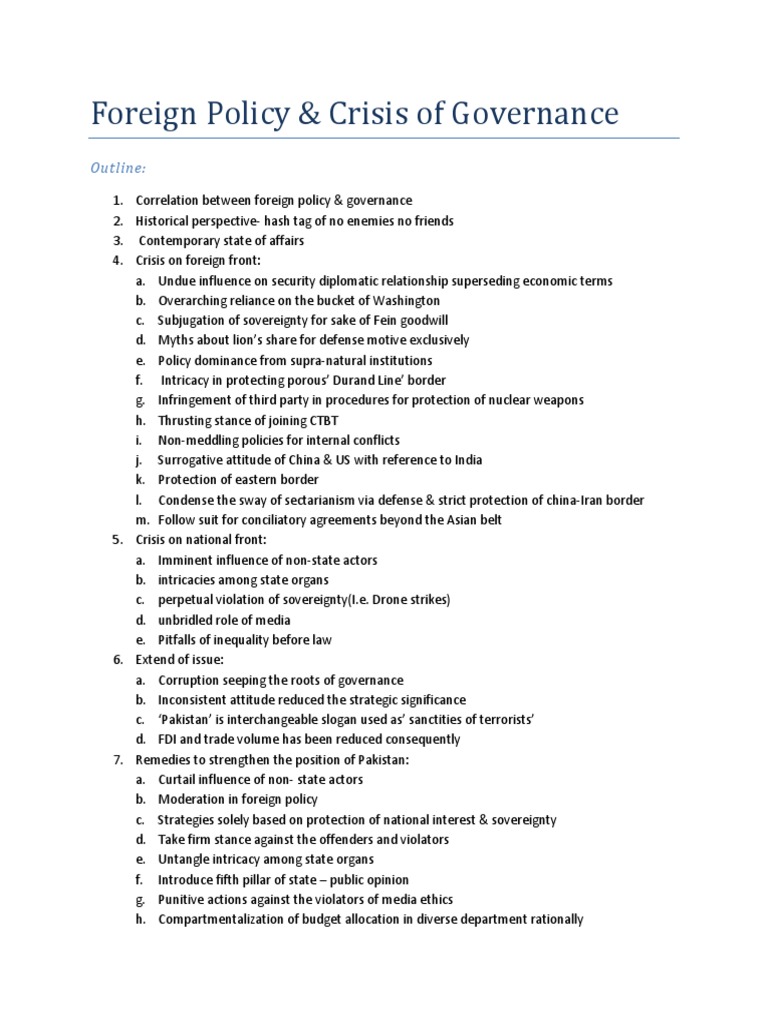 Foreign Policy and Governance Crisis Analysis | PDF | Politics