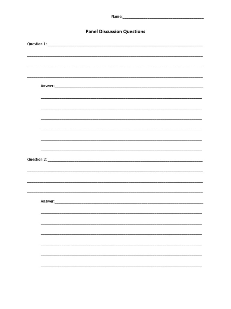 Panel Discussion Questions Handout | PDF