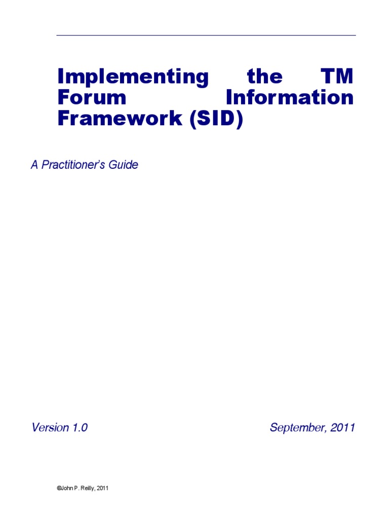 Implementing The SID V1dot0b Chapters 1 Through 3 | PDF | Data Model ...