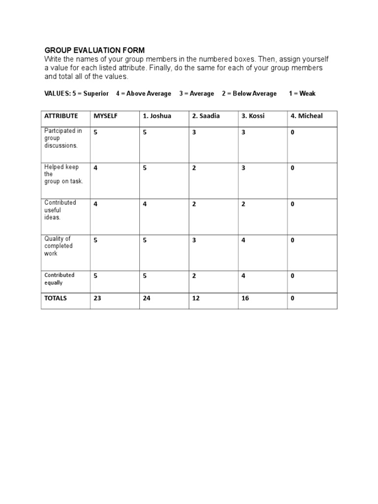 Group Evaluation | PDF