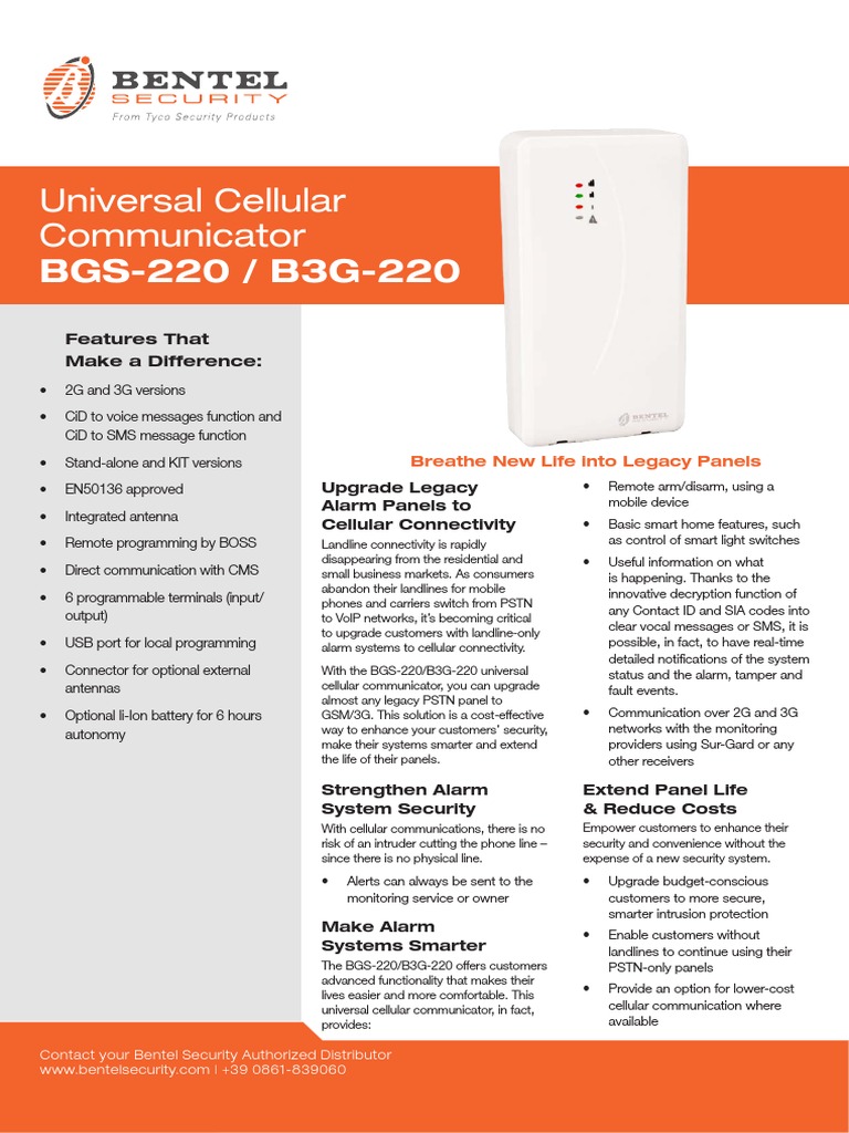 Bentel Bgs 220 Spec Sheet A4 en | Download Free PDF | Gsm | General ...