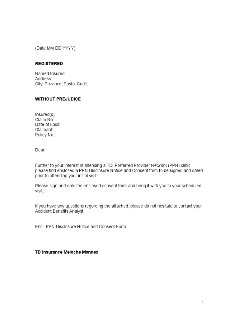 TD Consent Form | PDF | Insurance | Health Professional