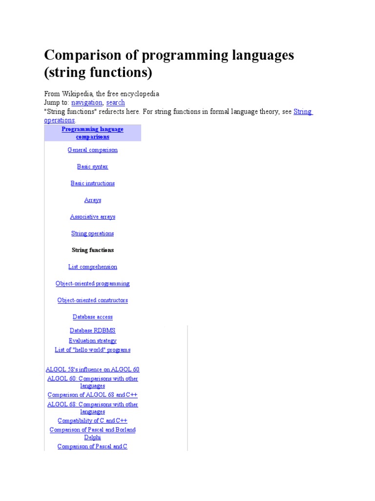 Comparison of Programming Languages | PDF | String (Computer Science ... Comparison of Programming Languages | PDF | String (Computer Science ...