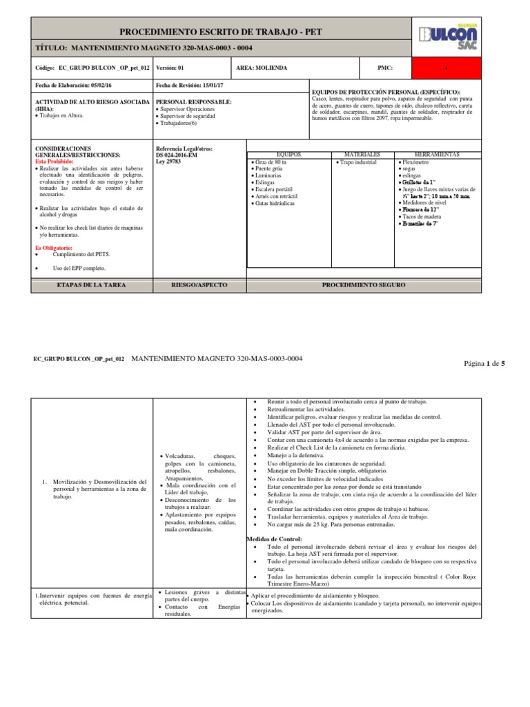 4.0 Ec - Grupo Bulcon - Op - Pet - 010 Mantenimiento Faja CVB 0011 ...