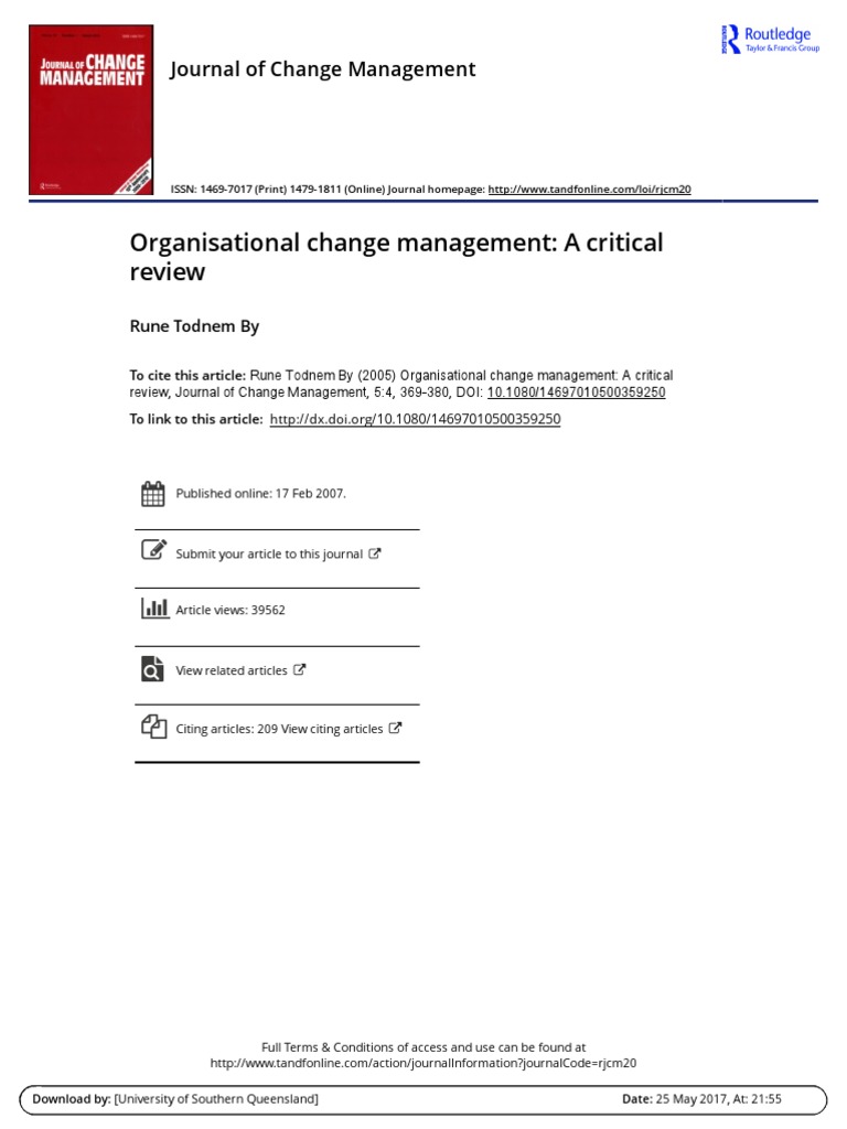 Organisational Change Management A Critical Review | PDF | Change ...