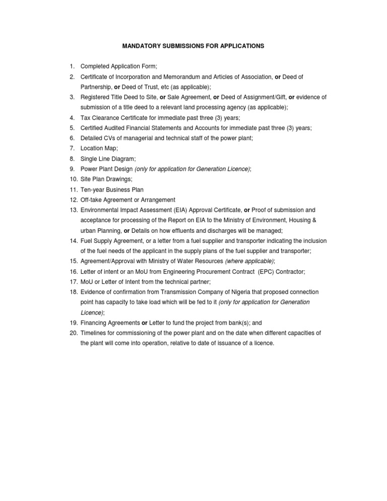 Mandatory Requirements For Licences | PDF