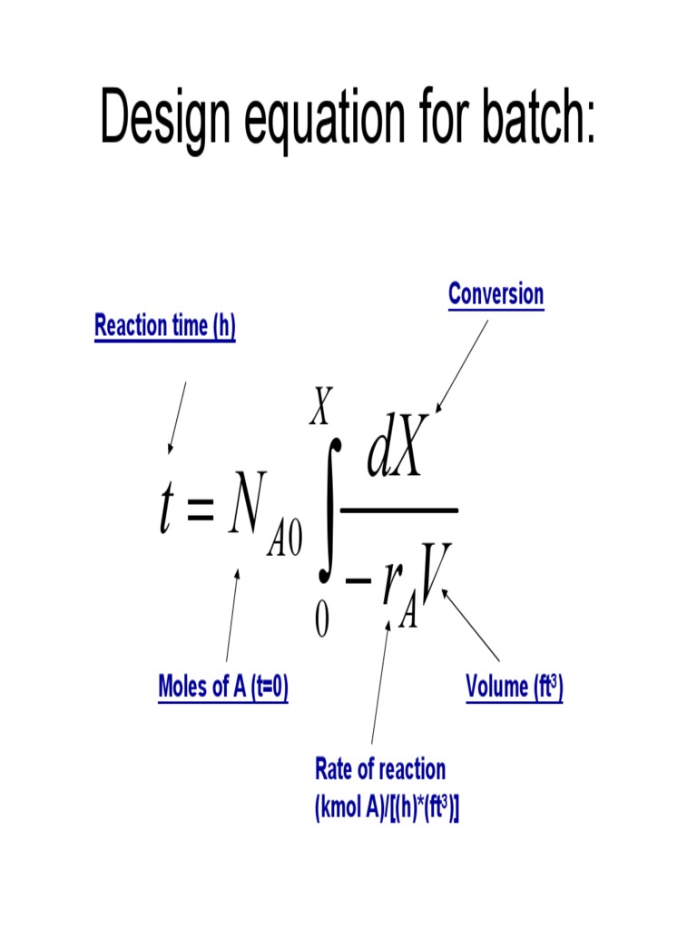 Design Equation For Batch:: V R DX N T | PDF