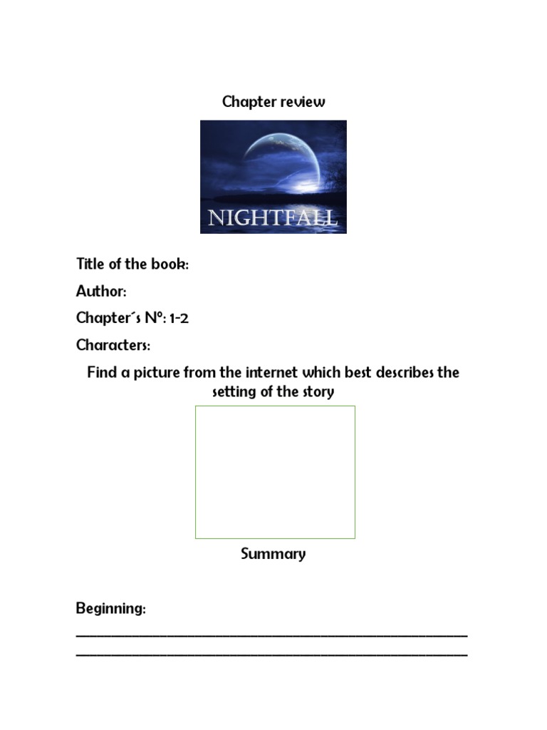 Chapter Review Template | Writing | Books