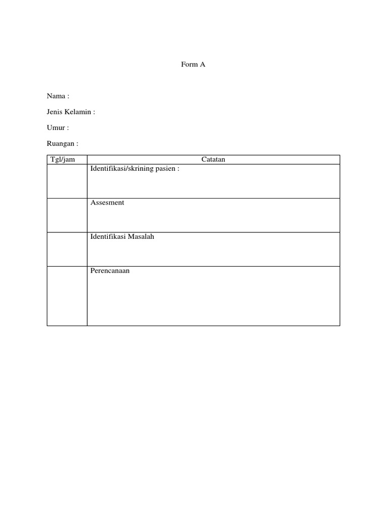 Contoh Form A Dan Form B Manajer Pelayanan Pasien | PDF