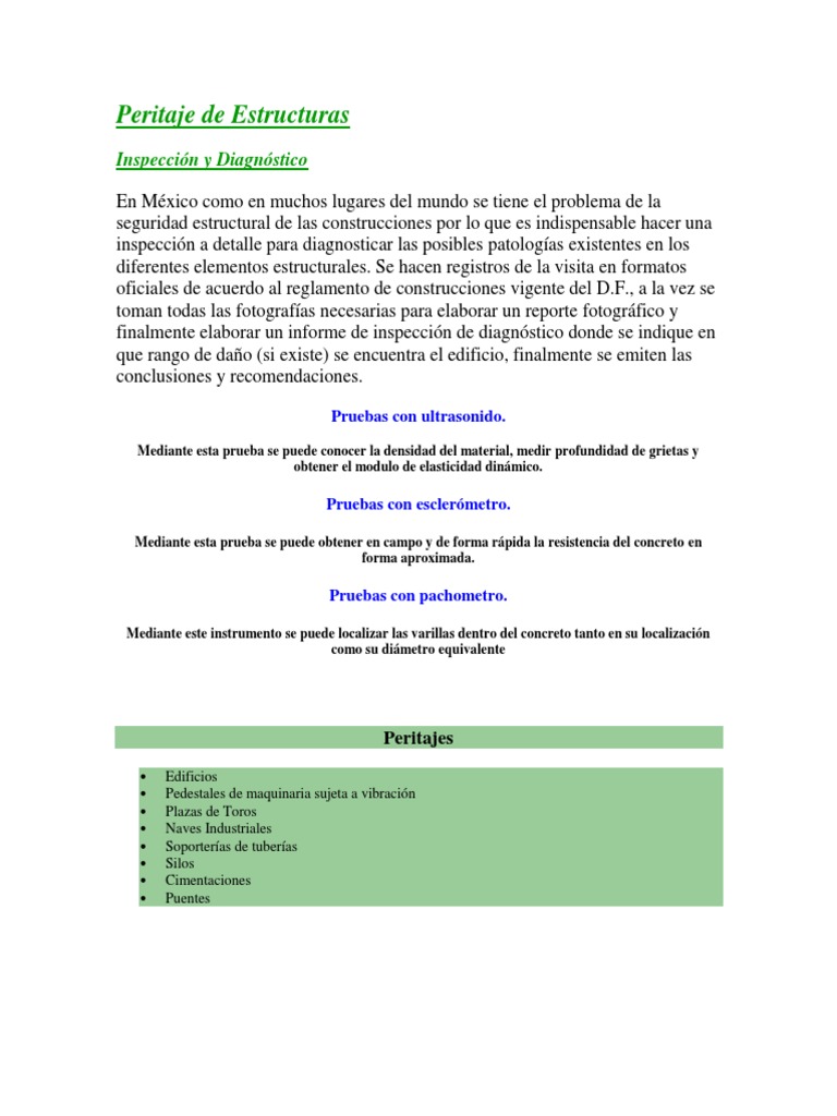 Peritaje Estructural: Inspección y Diagnóstico | PDF | Science | Física