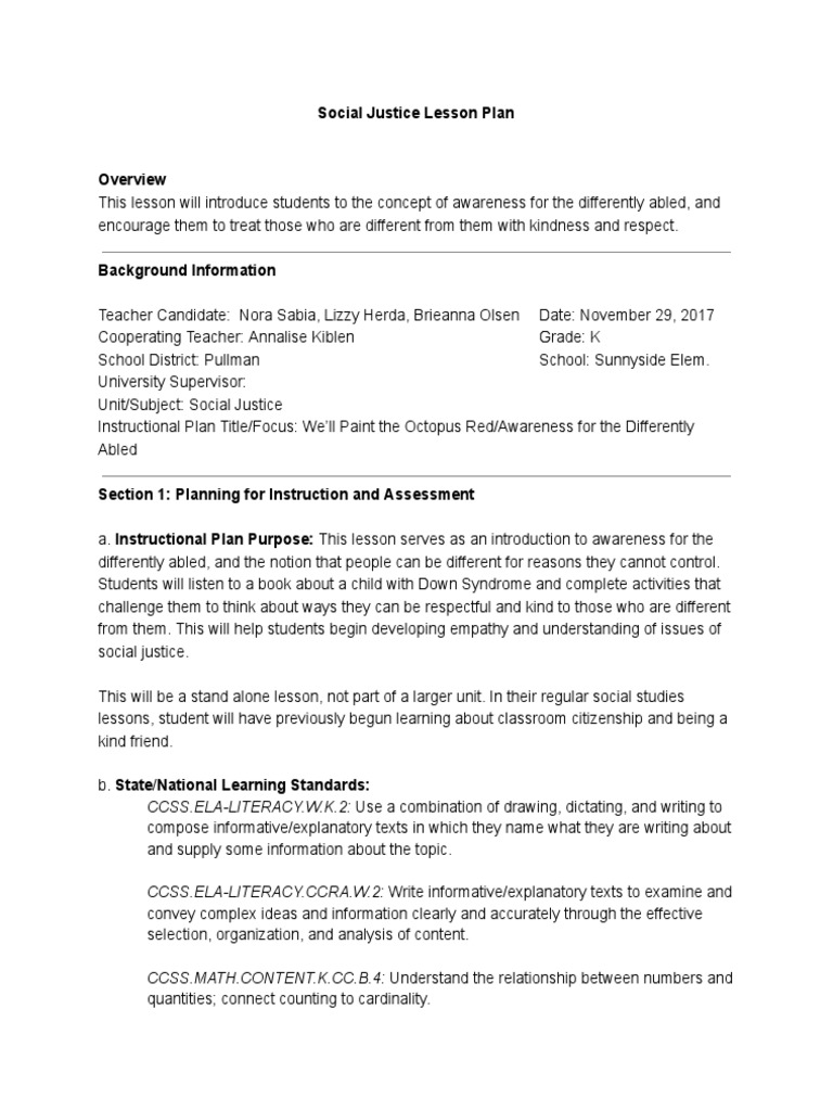 Social Justice Lesson Plan - 2 | PDF | Educational Psychology | Cognition
