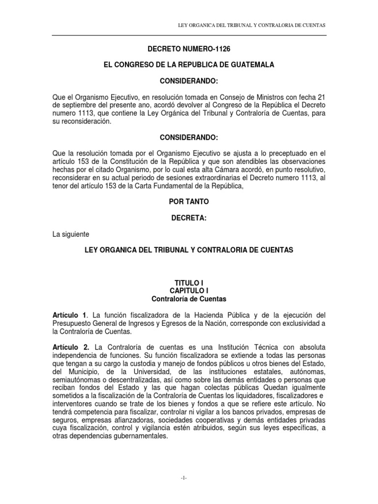Ley Organica Del Tribunal De Cuentas Sentencia Ley Juez
