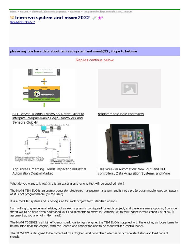 Tem-Evo System and Mwm2032 - TEM EVO-Programmable Logic Controllers (PLC) - Eng-Tips | PDF ...