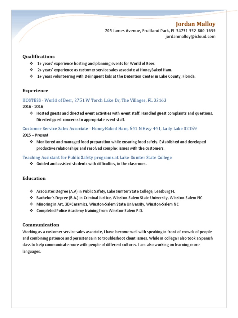 Qualifications: Jordan Malloy | PDF