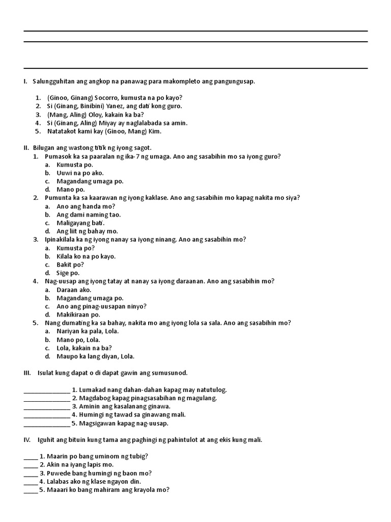 Exam Filipino | PDF