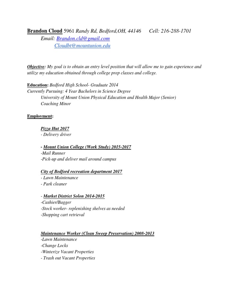 Brandons Resume | PDF | Career & Growth