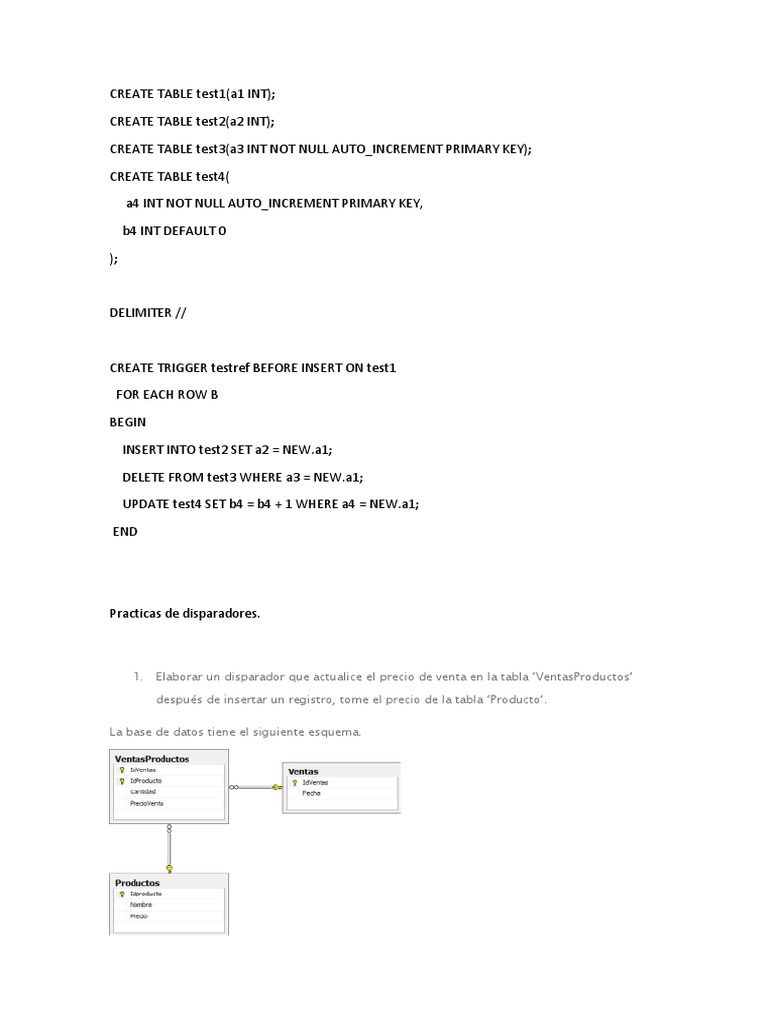 Ejemplo de Disparadores | PDF | SQL | Modelado científico