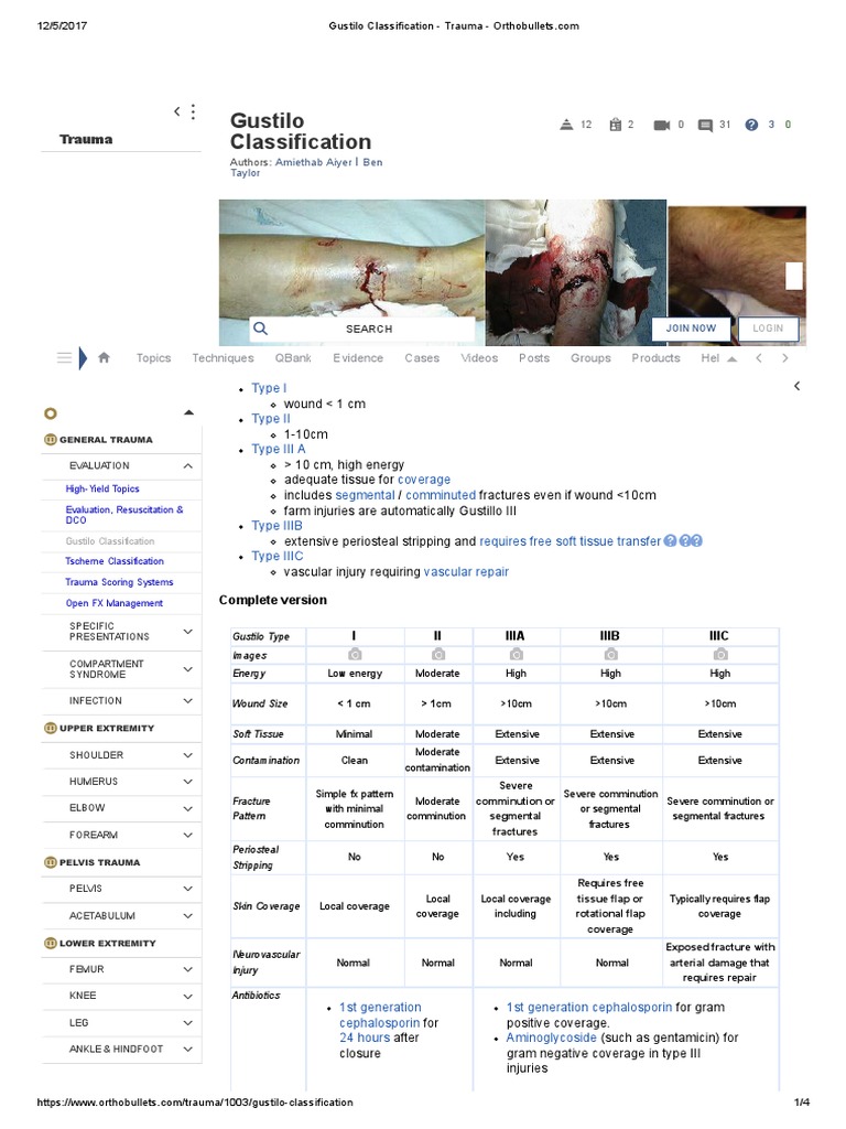 Gustilo Classification - Trauma - Orthobullets | Download Free PDF ...