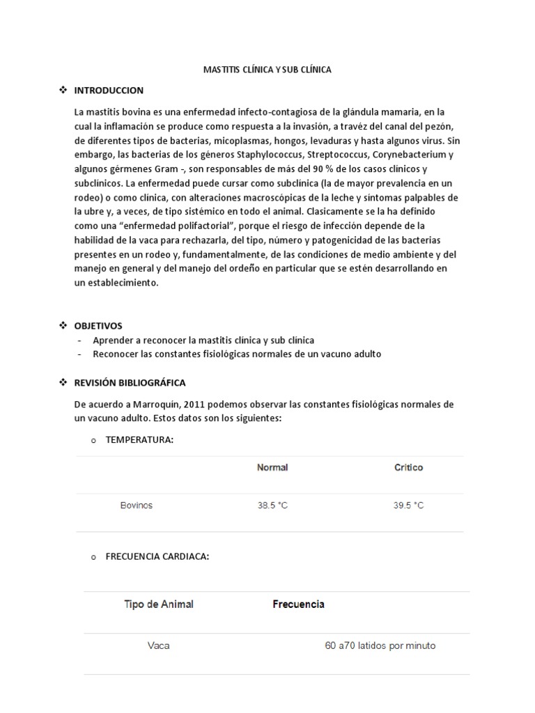 Mastitis Clínica y Sub Clínica