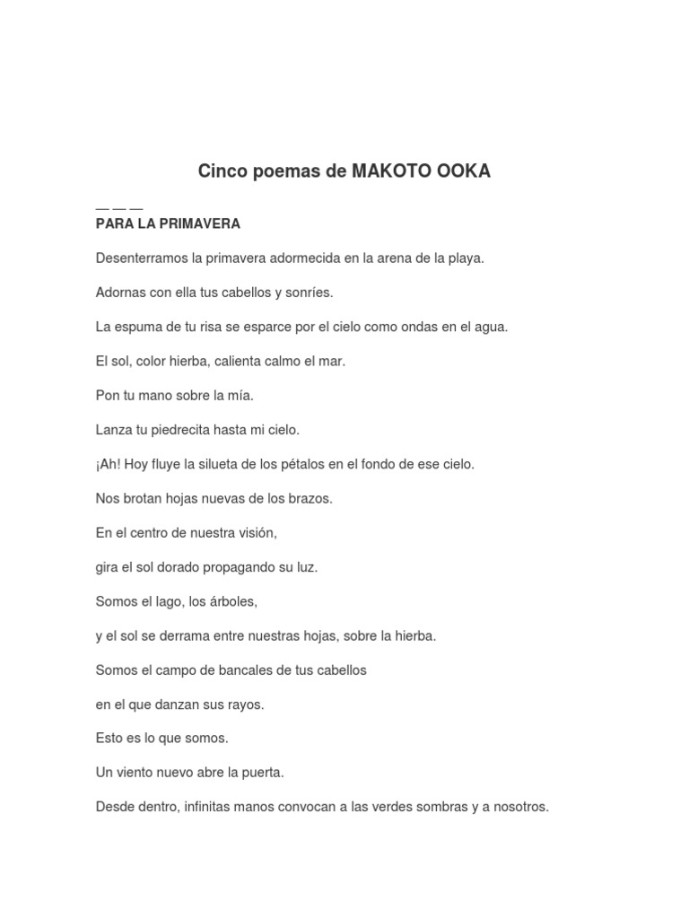 Cinco Poemas de MAKOTO OOKA | PDF | Science | Astronomía