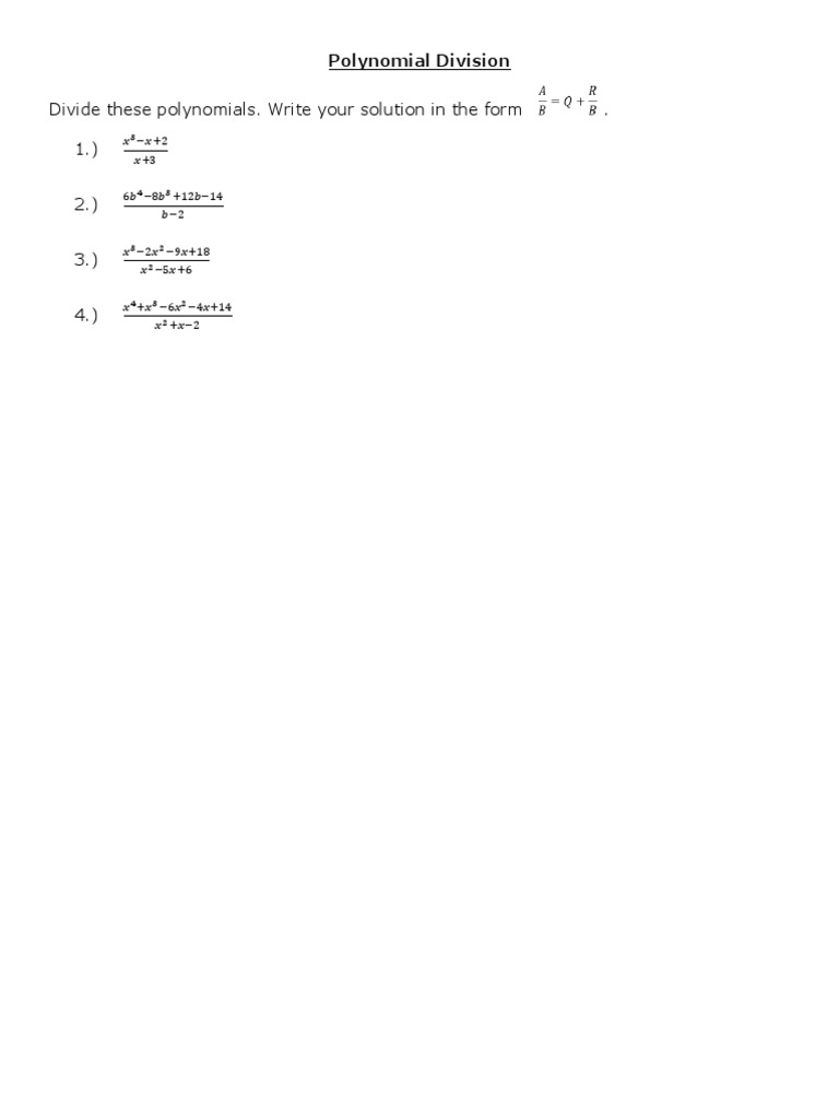 Polynomial Division | PDF