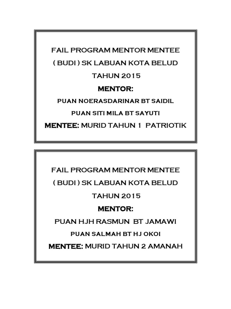 Label Fail Mentor Mentee | PDF