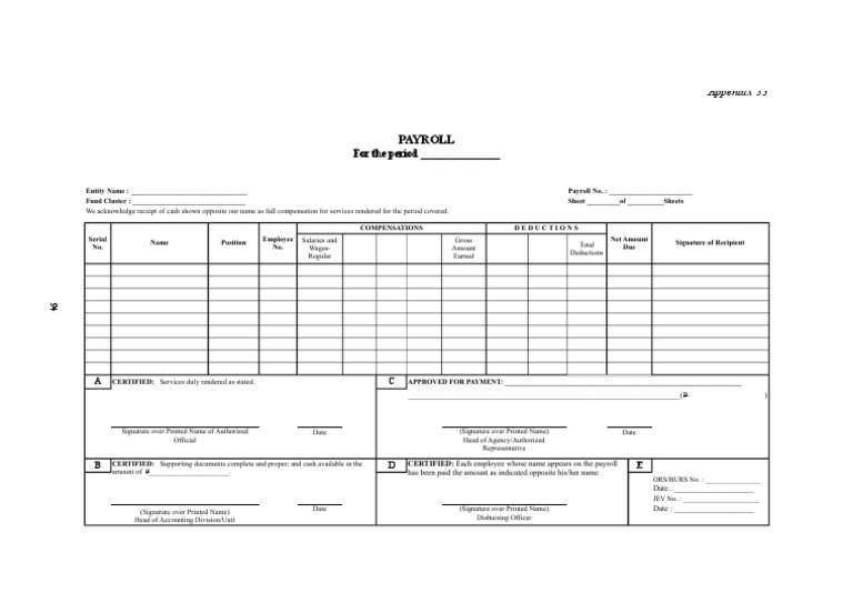 Appendix 33 - Payroll | Payroll | Working Conditions