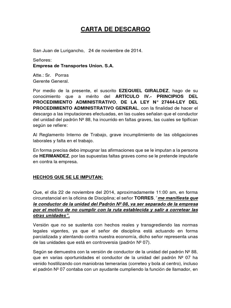 Carta de Descargos | PDF | Gobierno