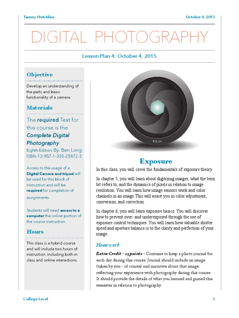 Lessonplan 4 | PDF | Exposure (Photography) | Camera