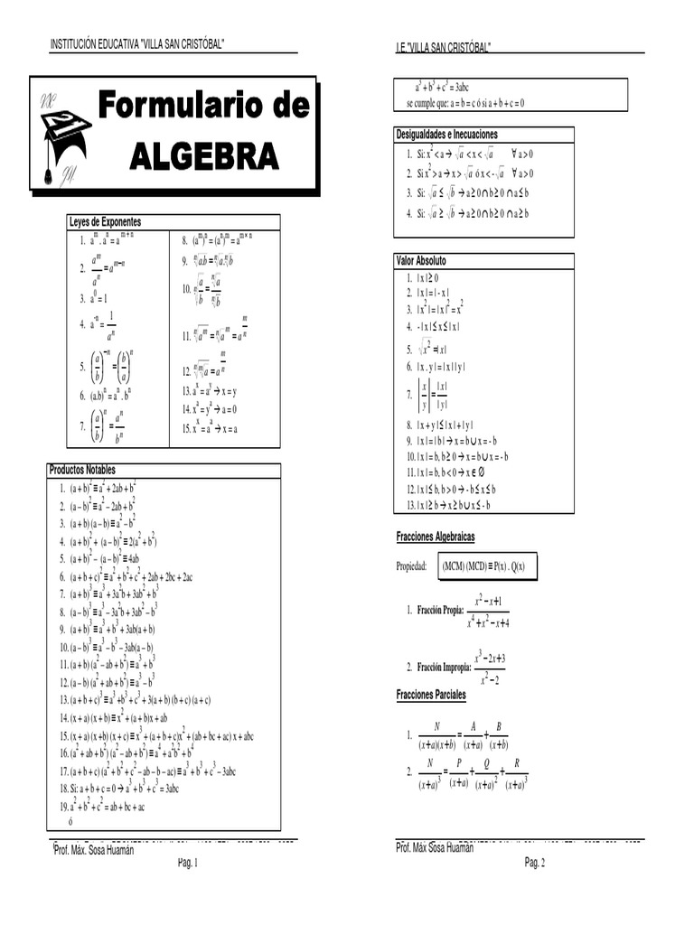 Formulario Algebra - Aritmetica | PDF | Números | Matemática Elementar