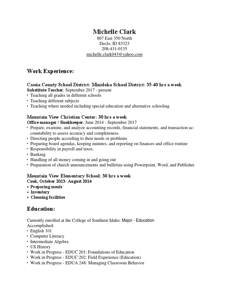 Michelle Clark - Resume | PDF