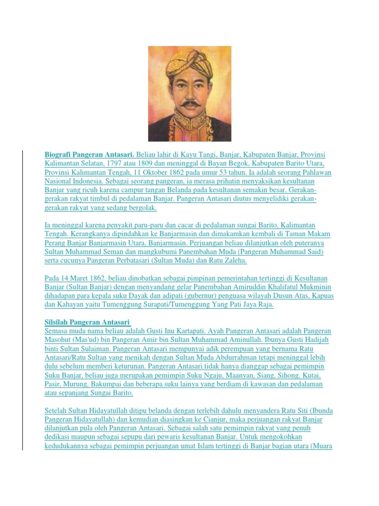 Biografi Pangeran Antasari | PDF