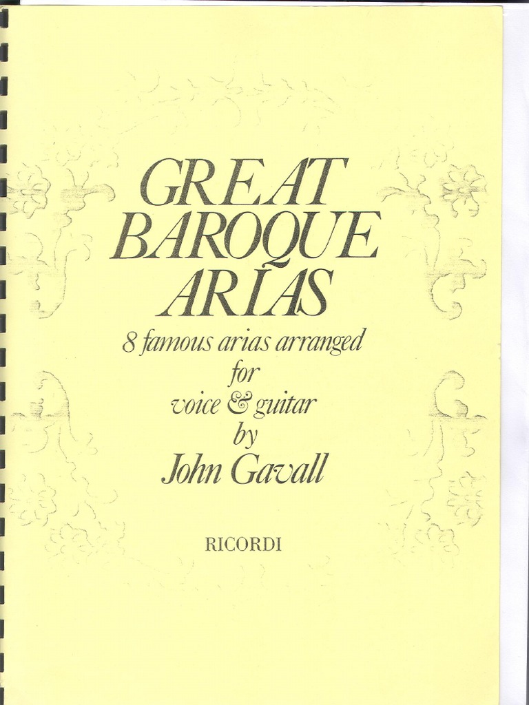 Great Baroque Arias (Voice and Guitar, Arr. John Gavall) Ed. Ricordi ...