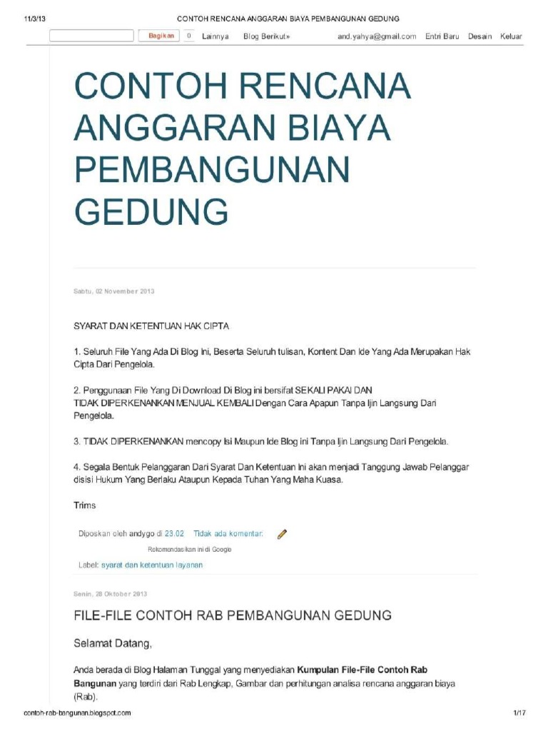 Contoh Rencana Anggaran Biaya Pembangunan Gedung Di Blog HTTP Contoh ...