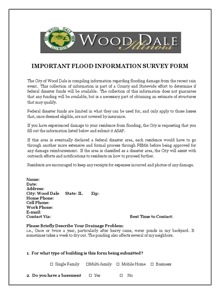 Flood Survey Form | PDF | Business