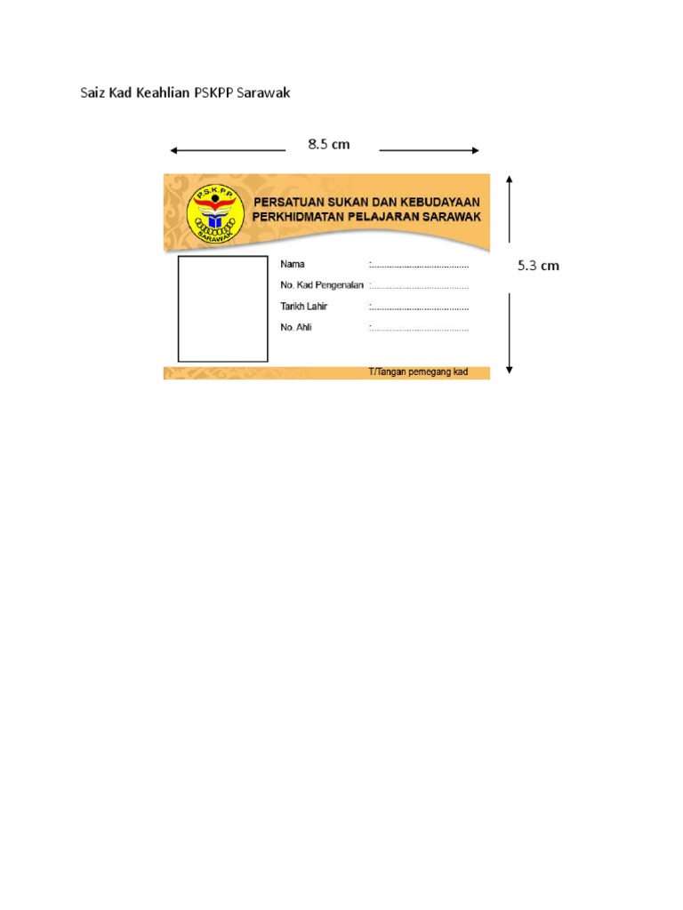 Saiz Card PSKPP Sarawak | PDF