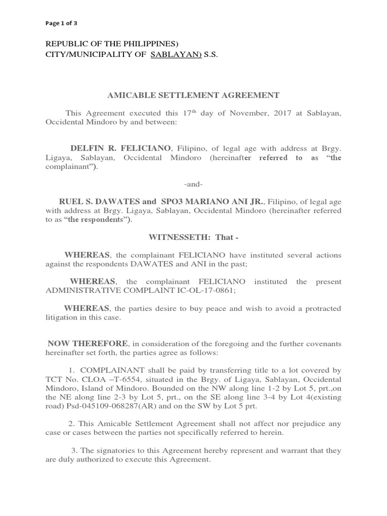 Amicable Settlement | Public Law | Virtue