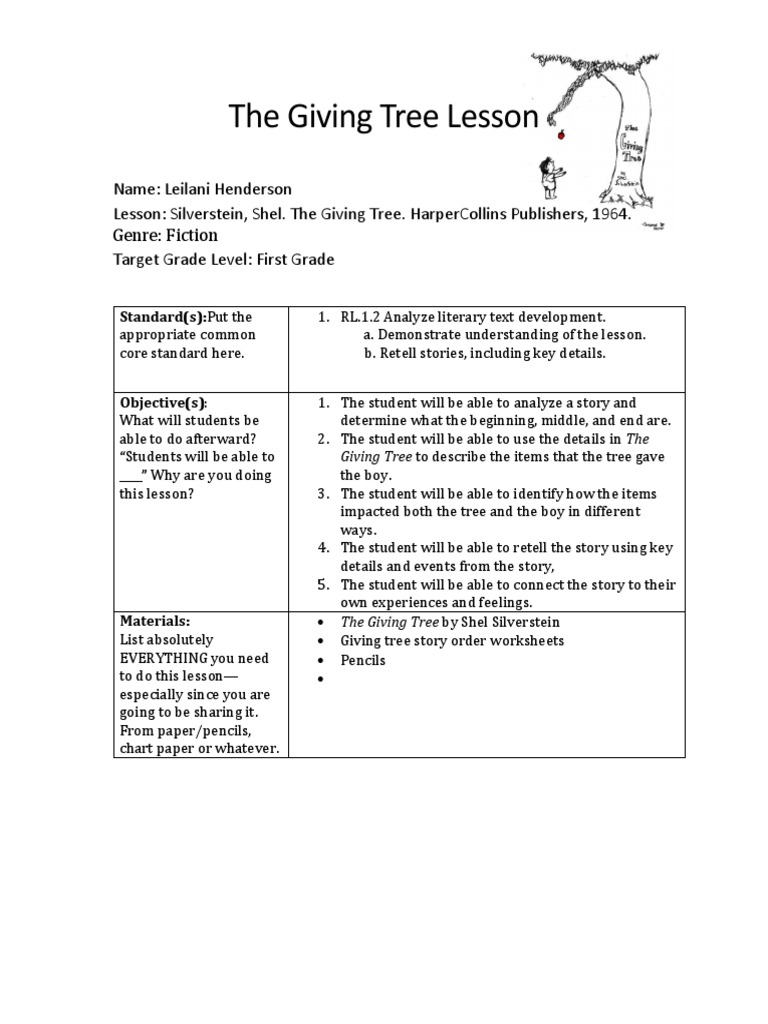 Giving Tree Lesson | PDF | Understanding | Educational Assessment